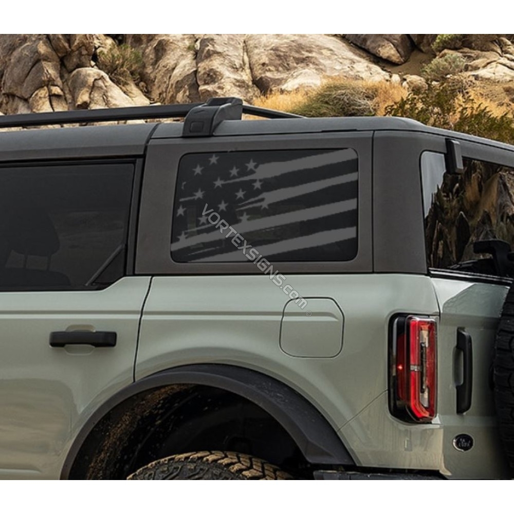Quarter window American flag decal for Ford Bronco