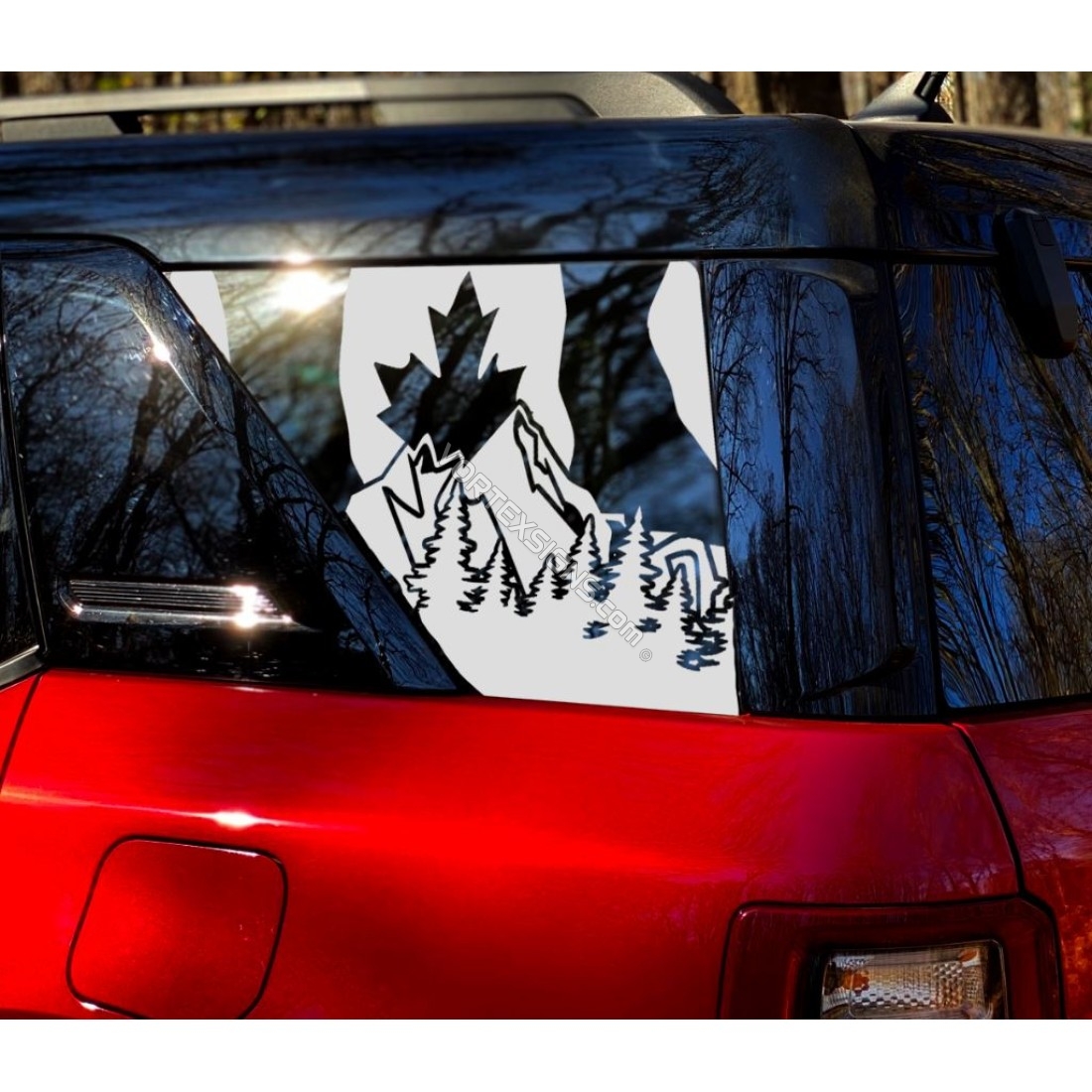 Canadian Flag mountains Bronco Sport Window decal