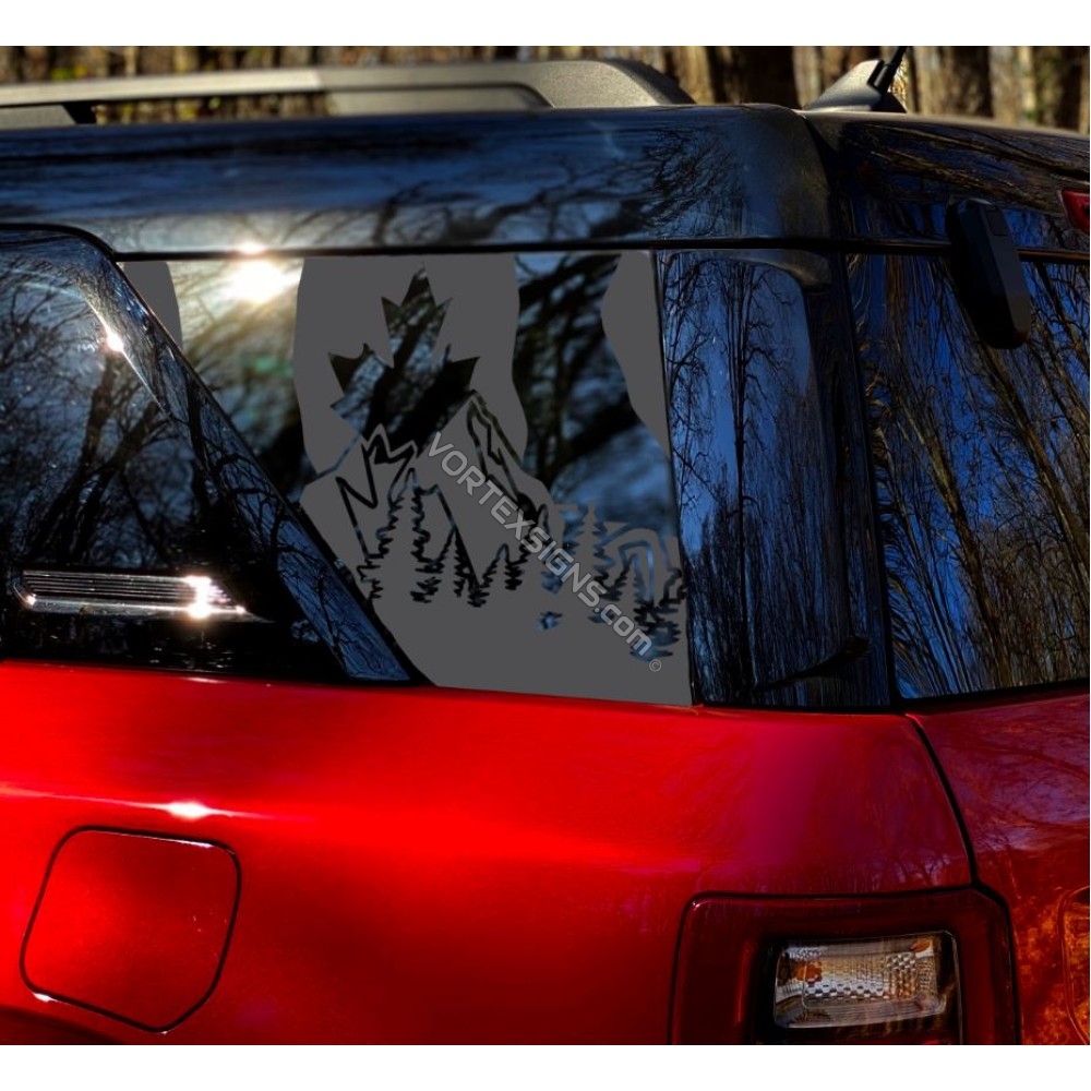 Canadian Flag mountains Bronco Sport Window decal