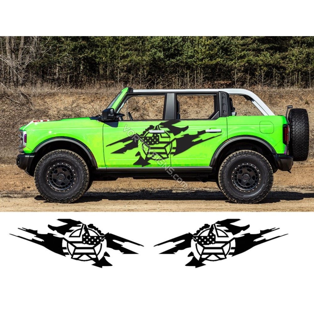 2023 Ford Bronco Door Graphics with ripped decal graphics