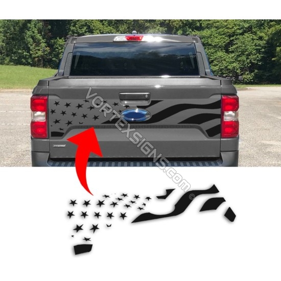Ford Maverick tailgate American Flag decal graphics