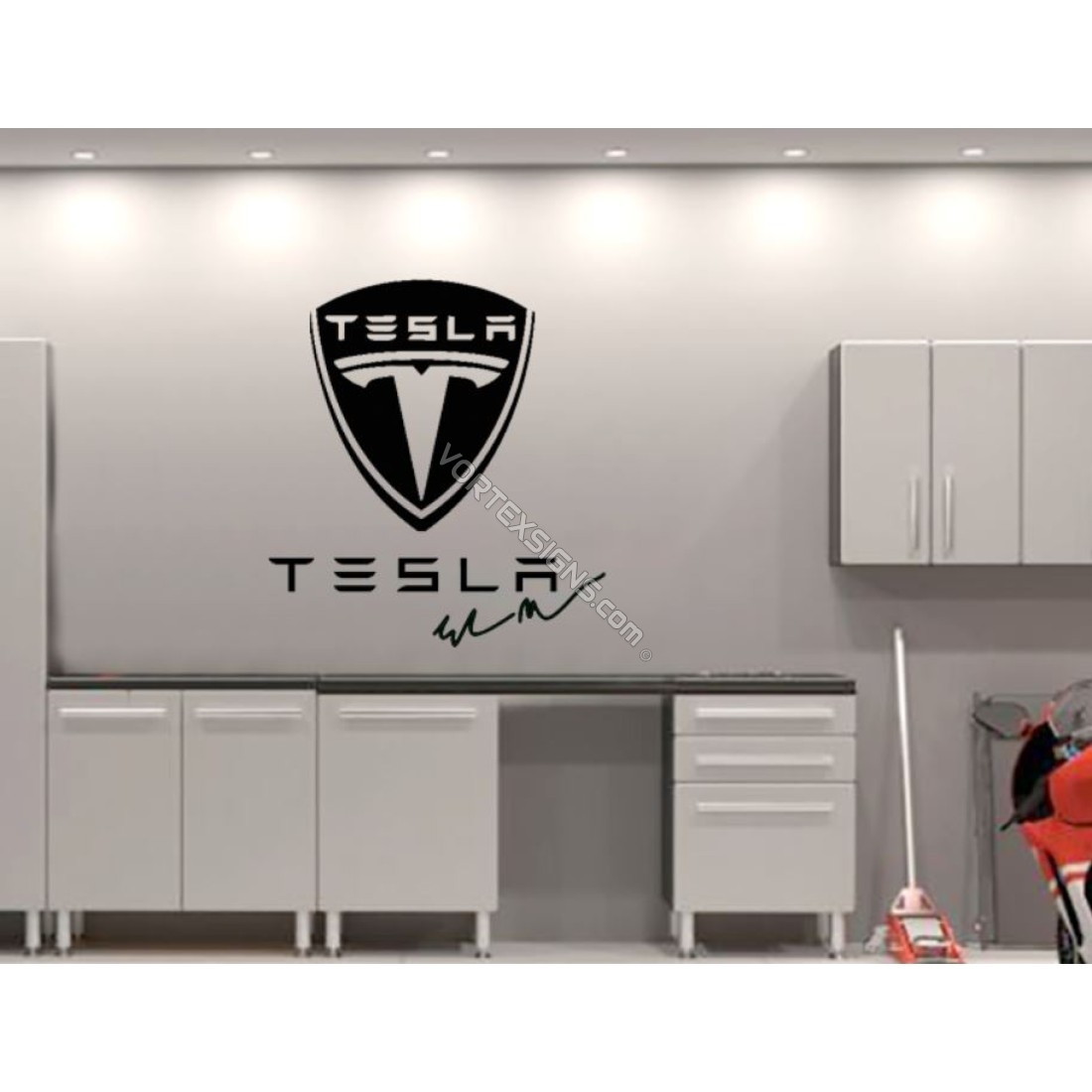 TESLA wall sign: vinyl decal for your garage
